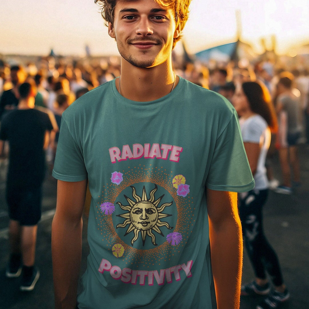 Comfort Colors Radiate Positivity Shirt, Sunshine Shirt, Retro Shirt ...