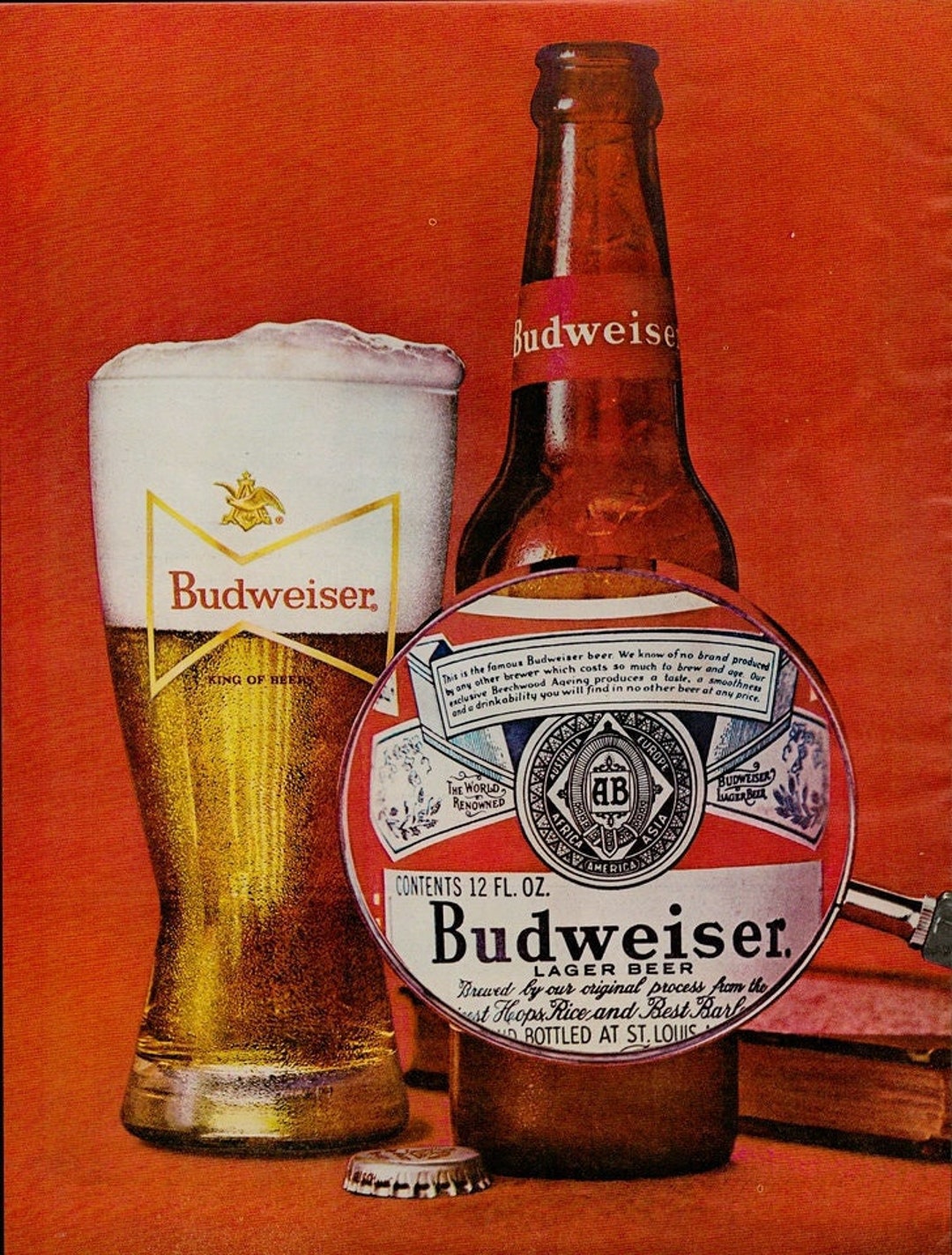 Budweiser Vintage Ad, Ready to Frame, Retro, Wall Art, Advertisement ...