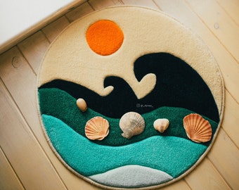 Seaside Inspired Tufted Rug L Orca Motif L 100% Handmade Soft & Fluffy ...