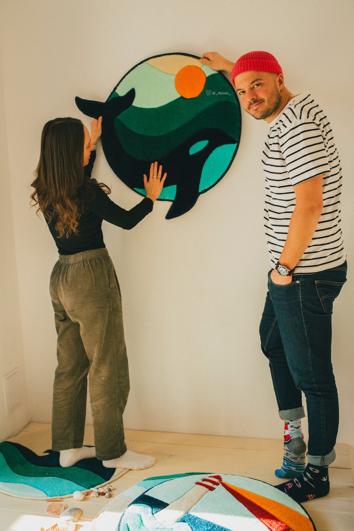 Seaside Inspired Tufted Rug L Orca Motif L 100% Handmade Soft & Fluffy ...