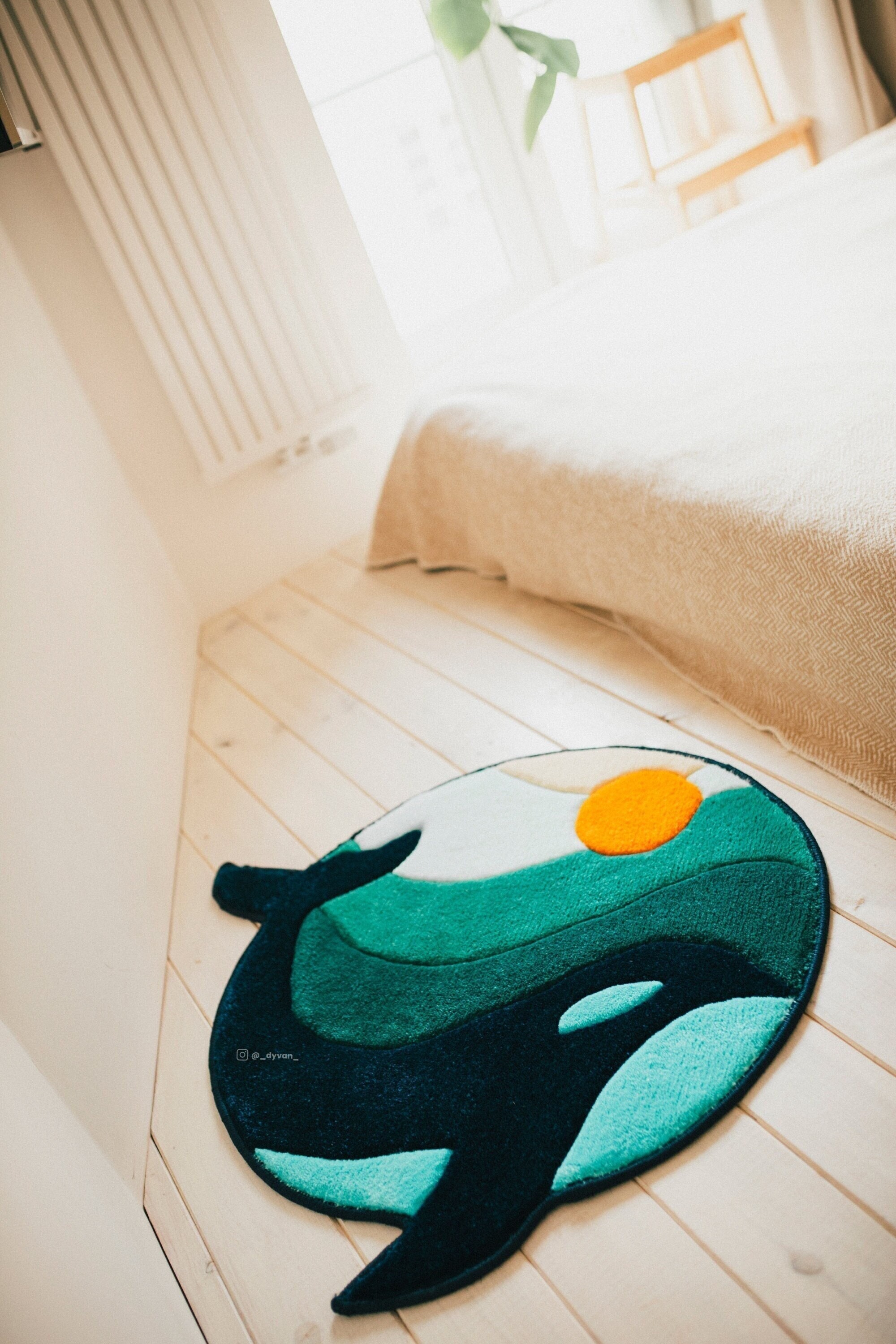 Seaside Inspired Tufted Rug L Orca Motif L 100% Handmade Soft & Fluffy ...