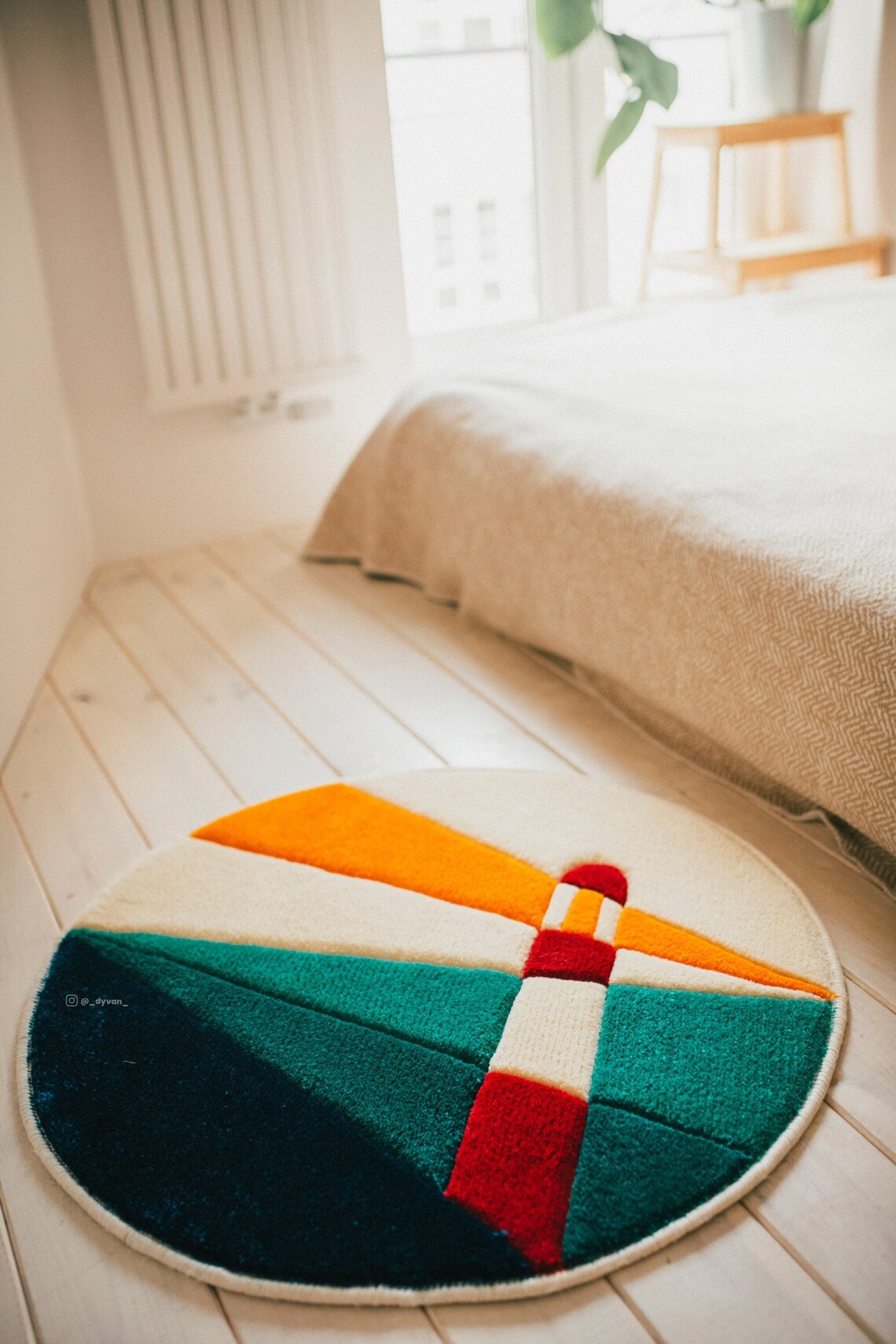 Seaside Inspired Tufted Rug L Lighthouse Motif L Handmade Soft & Fluffy ...