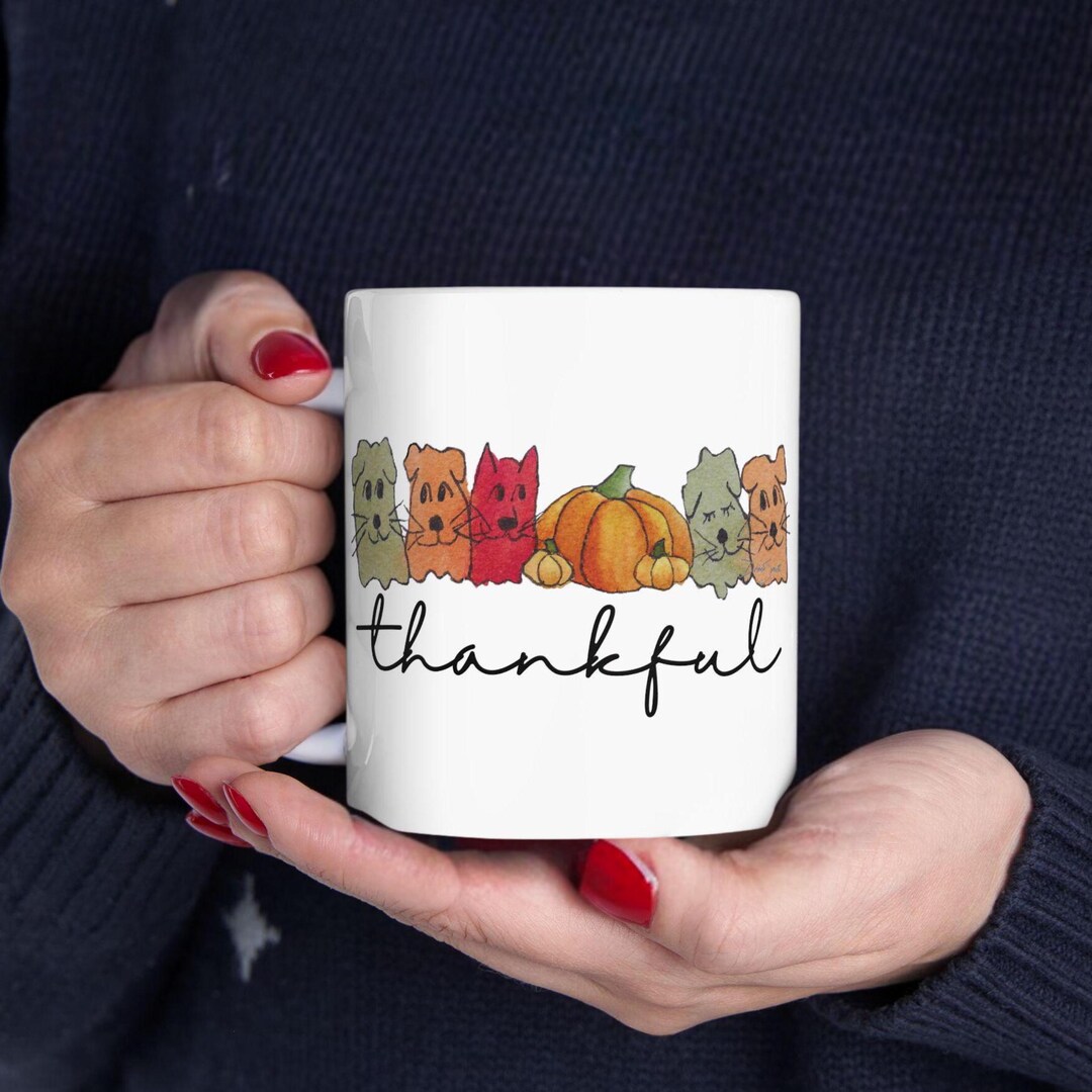 Thankful Dog Person Mug, Thanksgiving Dog Mug, Gift for a Dog Person ...