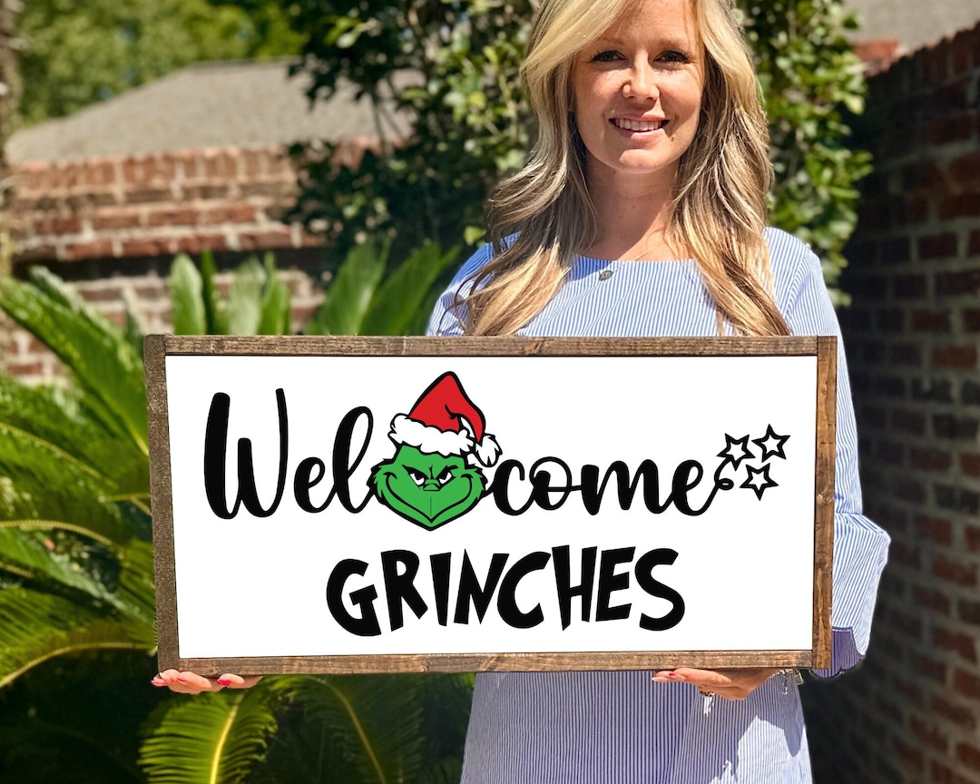 Welcome Grinches Sign, Funny Christmas Decor, Christmas Welcome Sign ...