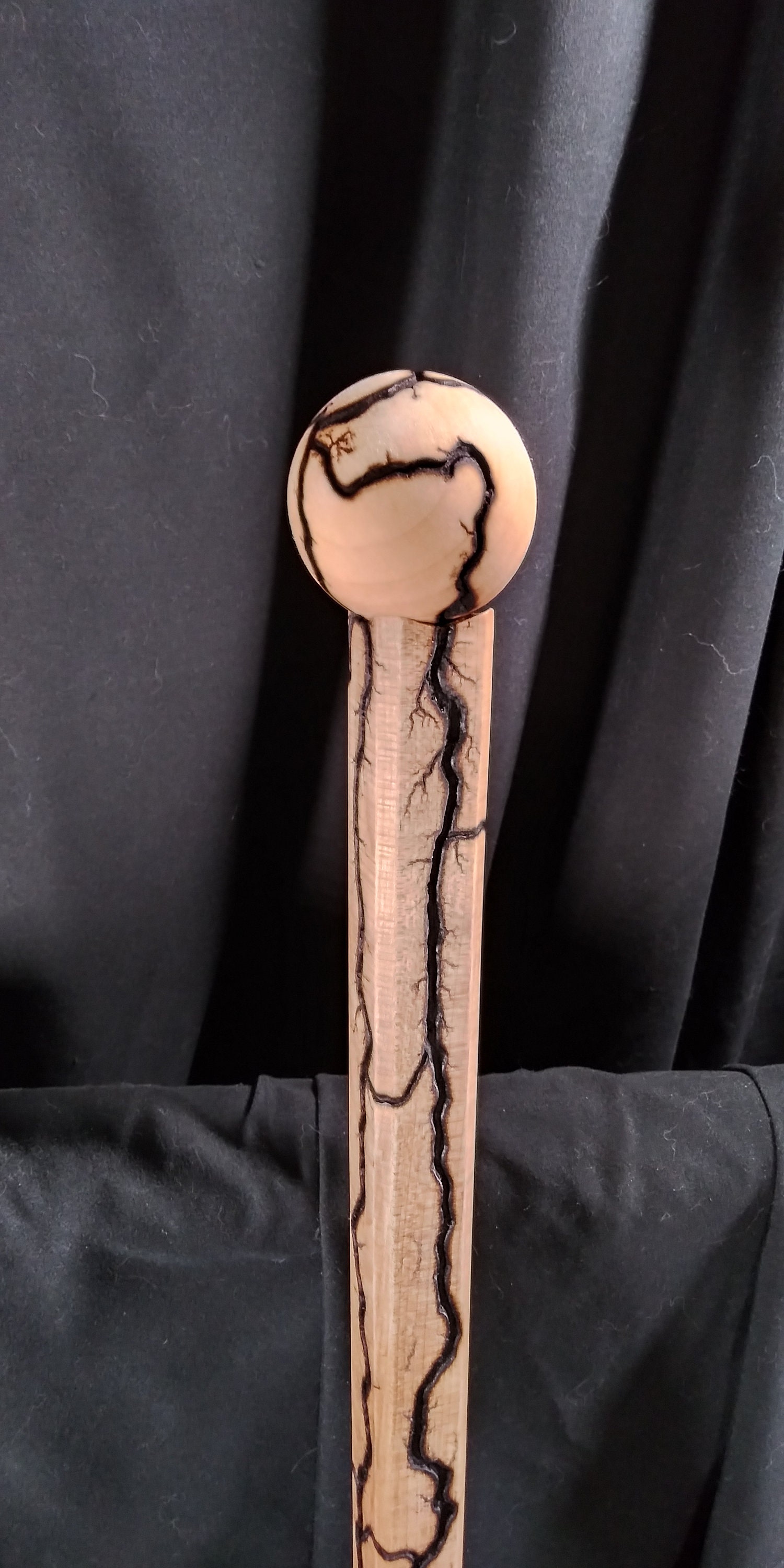 Ball Top Lightning Cane. Fashionable Fractal Burned Walking Cane With 2 ...
