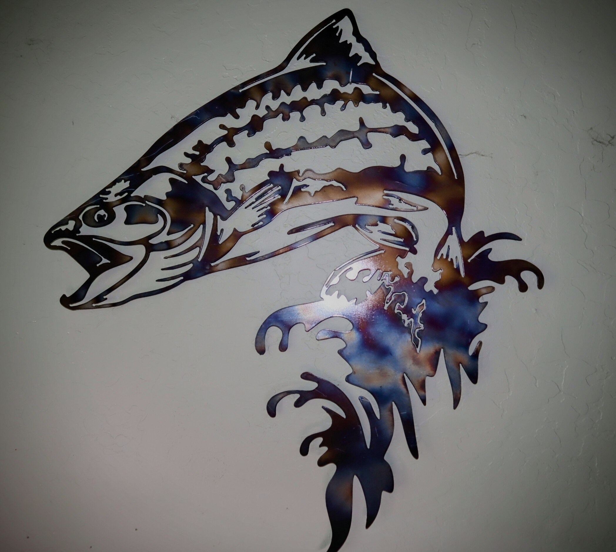 Torched Trout Fish Sign, Steel Sign, Hand-torched, USA Made, Father's ...