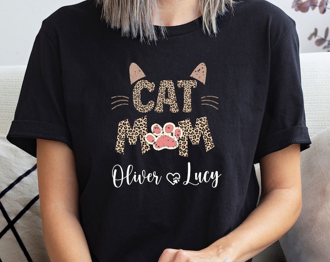 Personalized Cat Mom T-shirt, Cat Shirt, Cat Lover Shirt, Custom Shirt ...