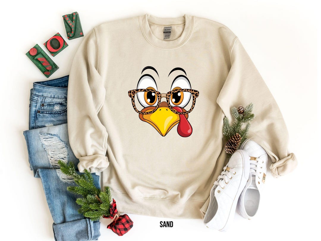 Thanksgiving Turkey Sweater, Turkey Face Shirt, Women Turkey Shirt ...