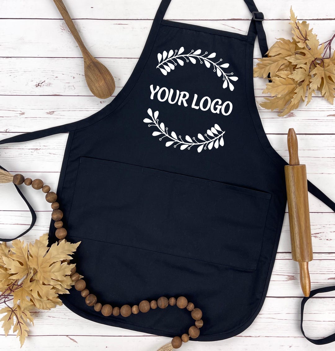 Custom Logo Apron With Pockets, Personalized Logo Apron, Custom Text ...