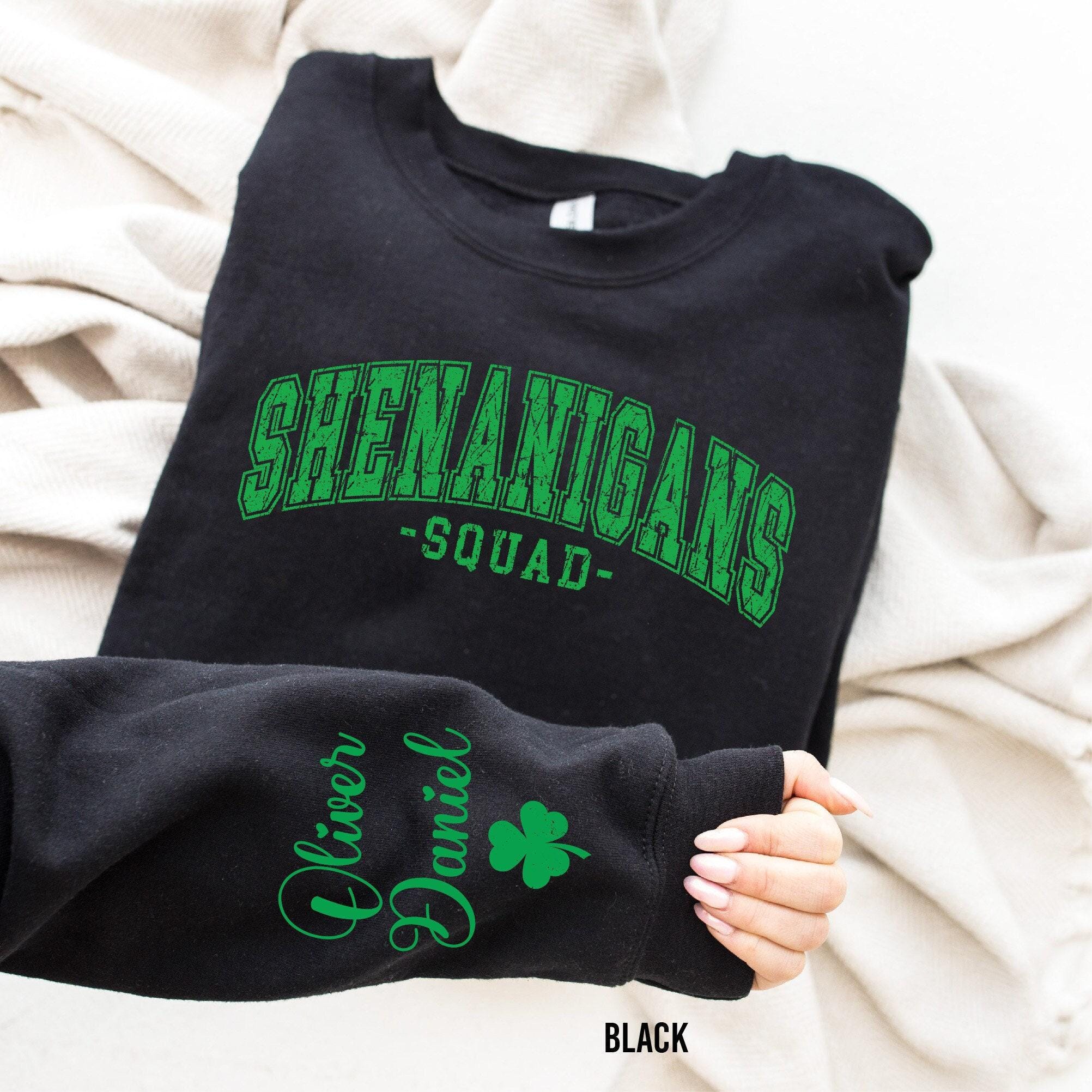 Shenanigans Squad With Kids Names on Sleeve, St Patrick's Day Sweater ...