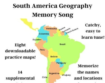 North America Geography Memory SONG, Maps & Worksheets - Etsy