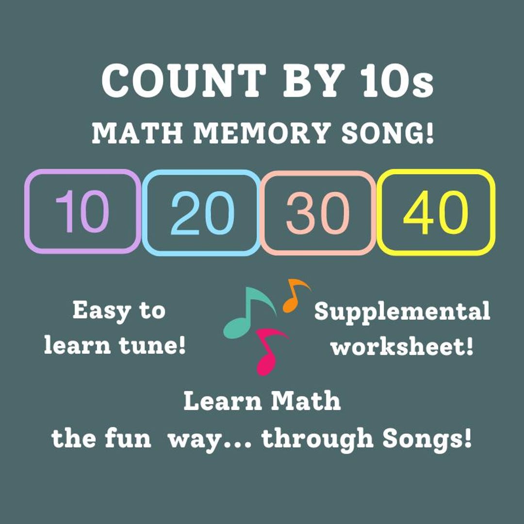 Count by 10s Math Memory SONG & Worksheet - Etsy