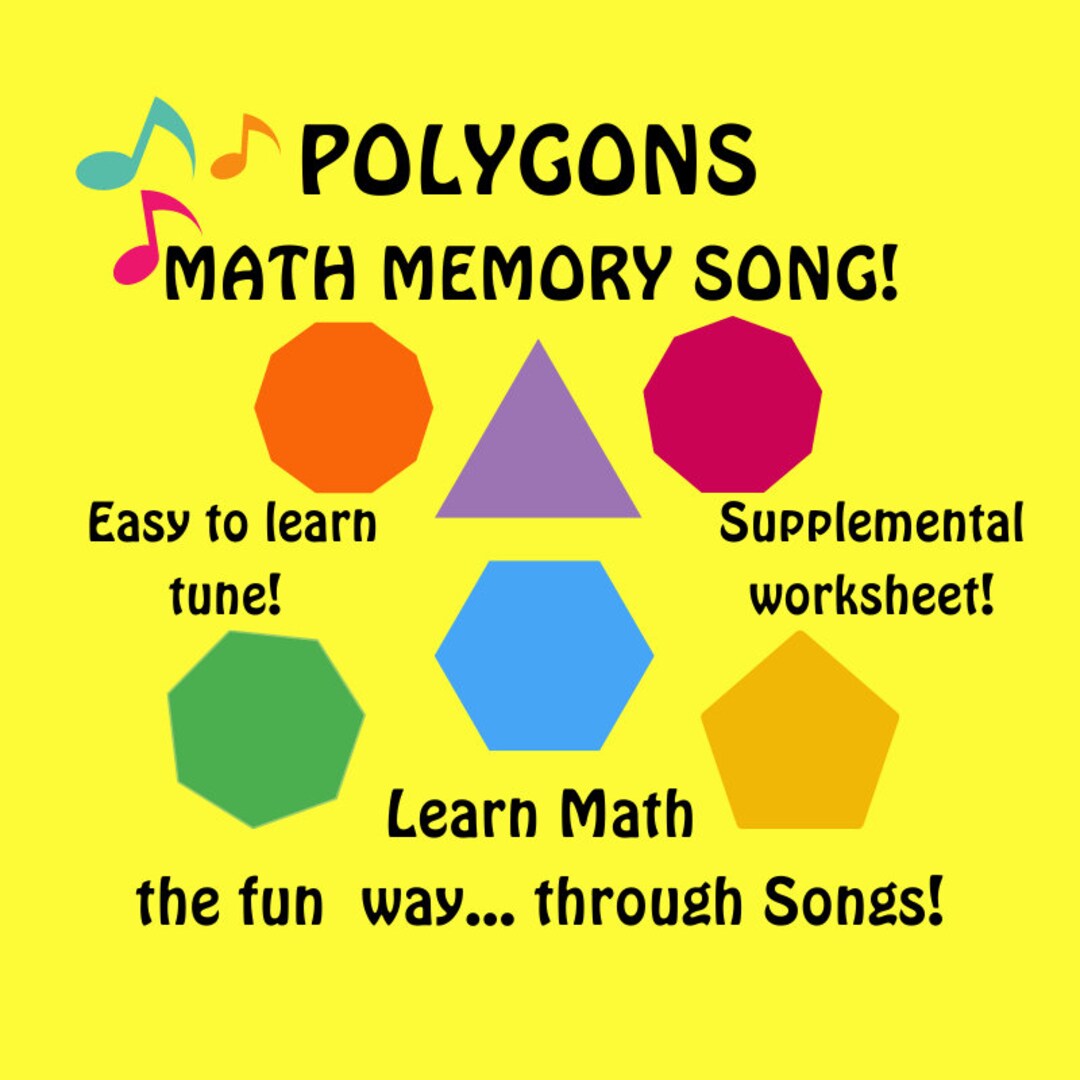 Polygons Math Learning SONG & Worksheet - Etsy