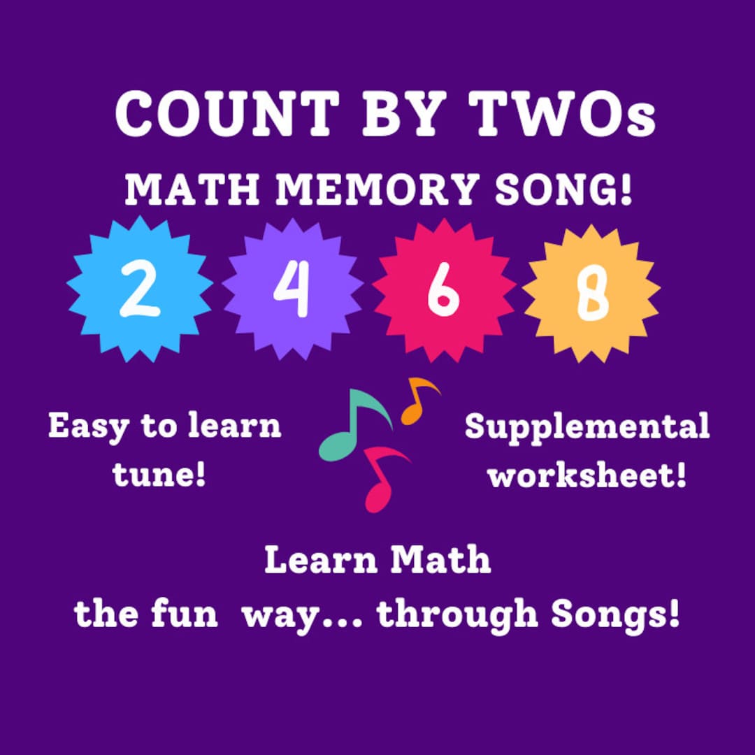 Count by 2s Math Learning SONG & Worksheet - Etsy