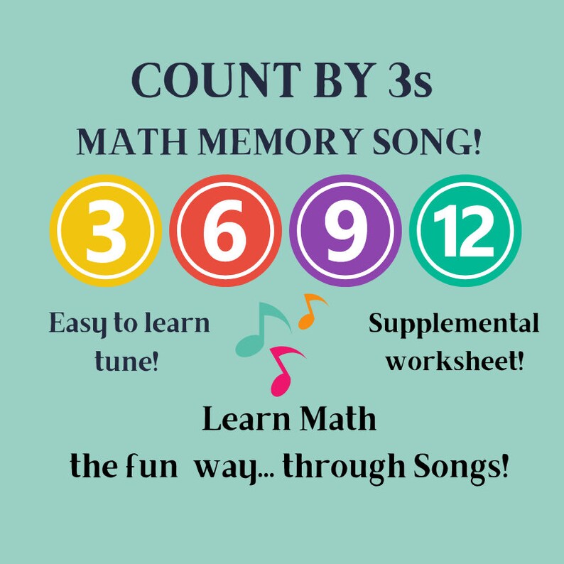 Count by 3s Math Learning SONG & Worksheet - Etsy