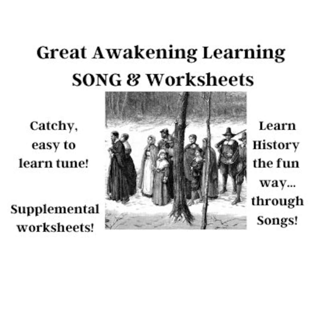 The Great Awakening History Learning SONG & Worksheets - Etsy