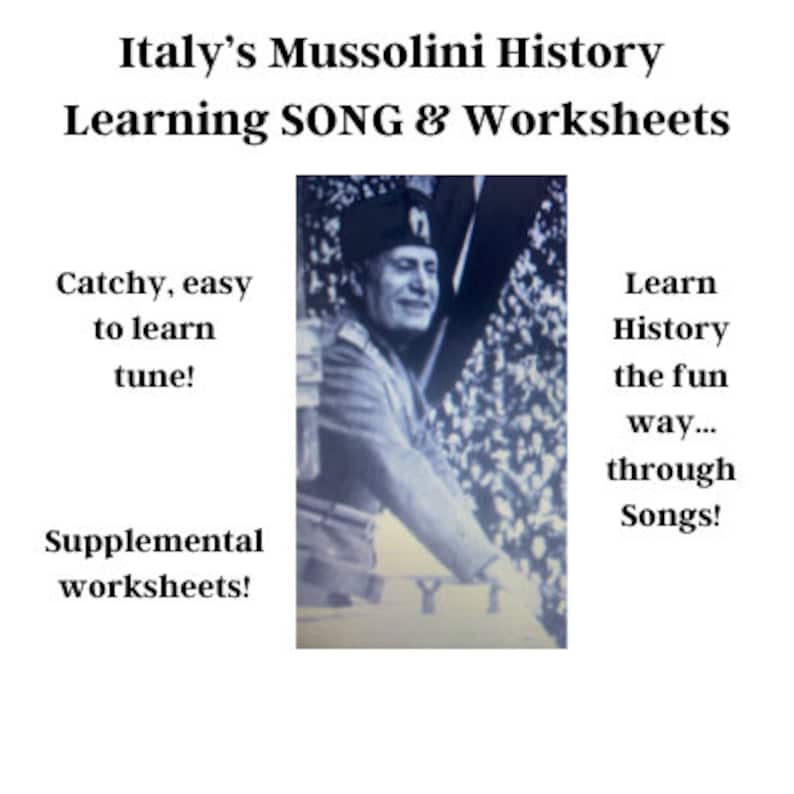 Italy's Mussolini History Learning SONG & Worksheets - Etsy