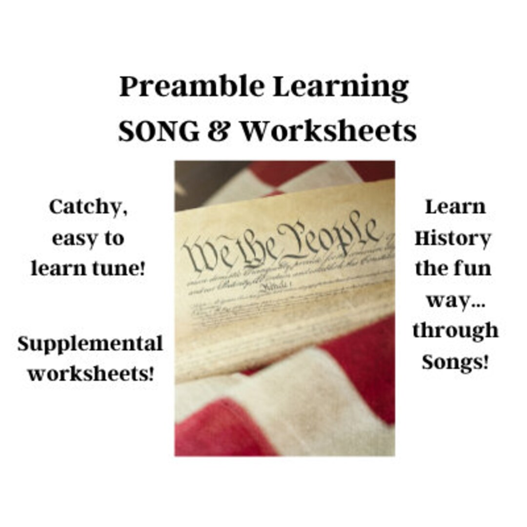 Preamble History Learning SONG & Worksheets - Etsy