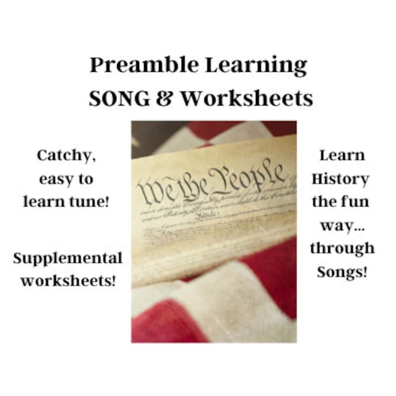 Preamble History Learning SONG & Worksheets - Etsy
