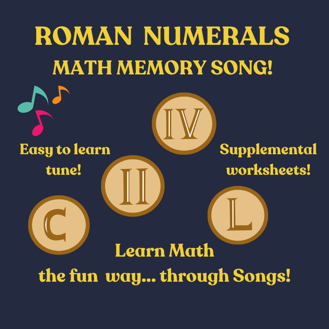 Roman Numerals Math Learning SONG & Worksheet - Etsy