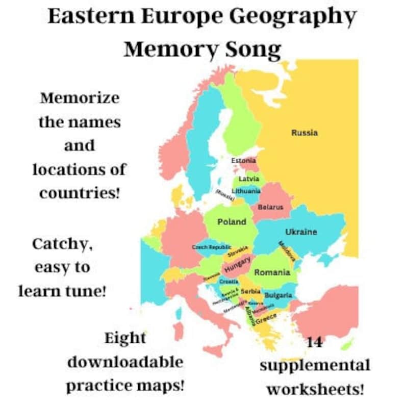 Eastern Europe Geography Memory SONG, Maps & Worksheets - Etsy