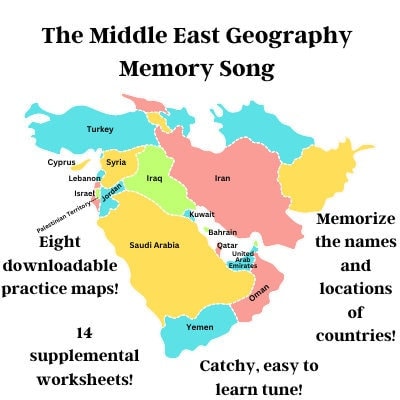 Middle East Geography Memory SONG, Maps & Worksheets - Etsy