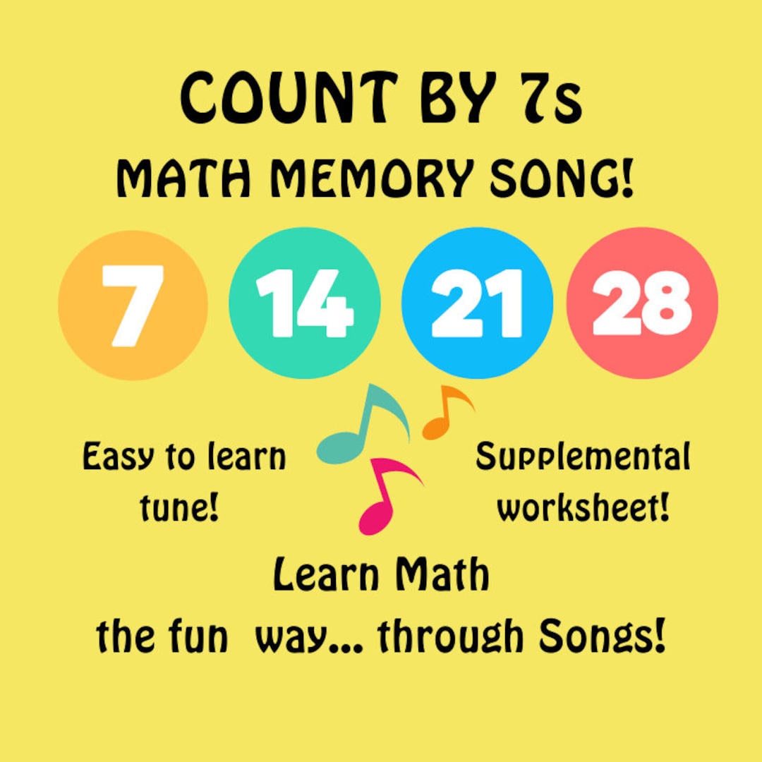 Count by 7s Math Memory SONG & Worksheet - Etsy