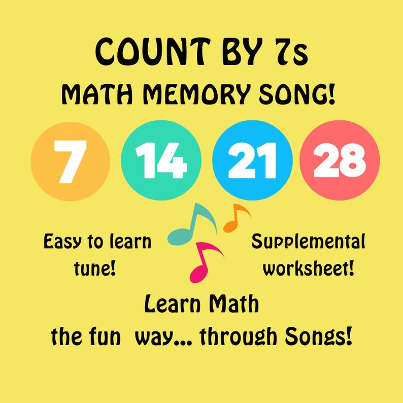 Count by 7s Math Memory SONG & Worksheet - Etsy
