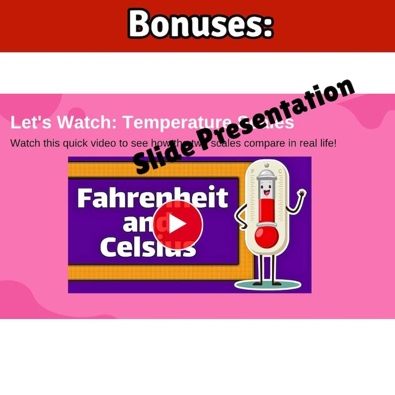Fahrenheit Temperature Math SONG, VIDEO, & Bonus Slides, Extension ...