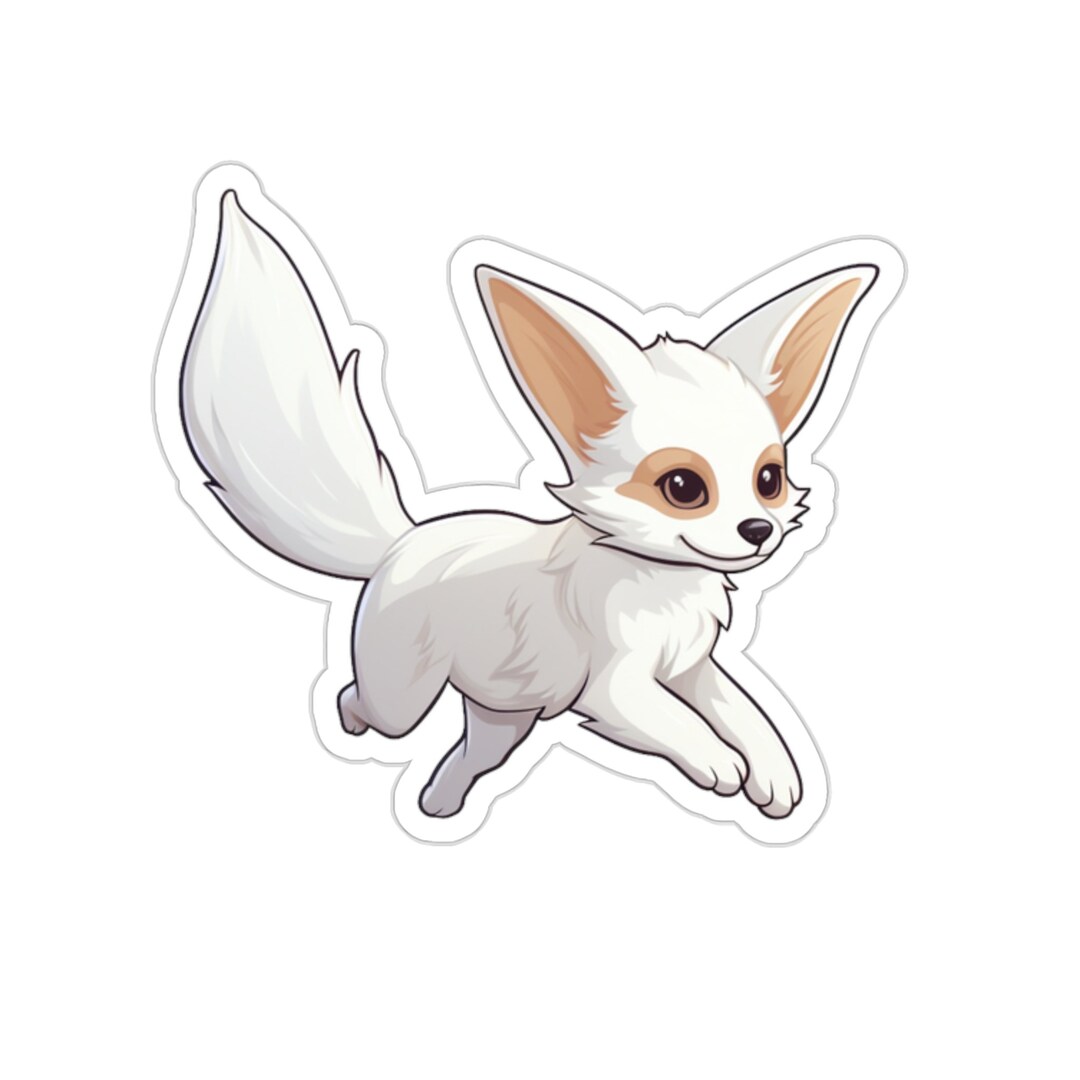 White Fennec Fox Kiss-cut Sticker - Etsy