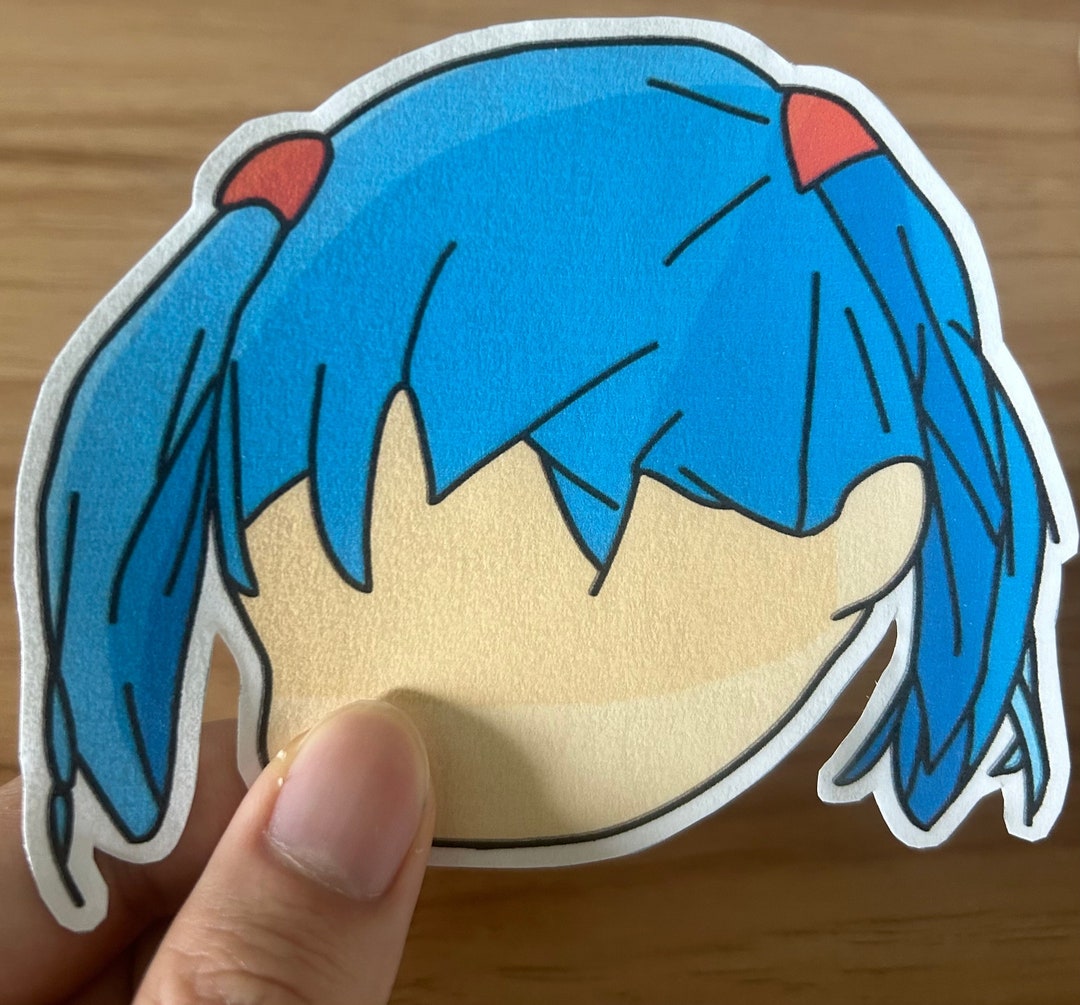 Upset Blue-haired Anime Girl Chibi Sticker Kawaii Anime Sticker for ...