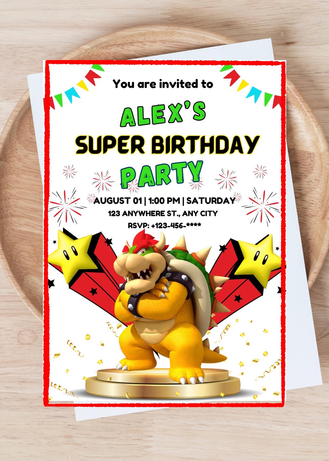 Bowser Birthday Invitation Template - Etsy