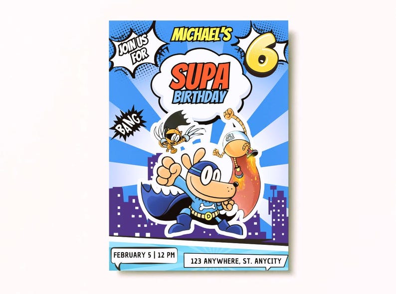 Dog Man Supa Buddies Birthday Invitation Template - Etsy