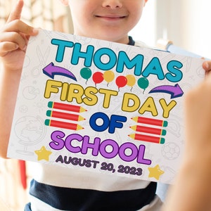 Canva Editable First Day of School Sign, Printable Back to School ...