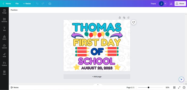 Canva Editable First Day of School Sign, Printable Back to School ...