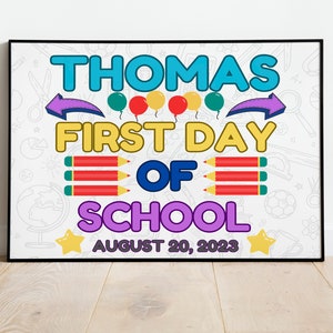 Canva Editable First Day of School Sign, Printable Back to School ...
