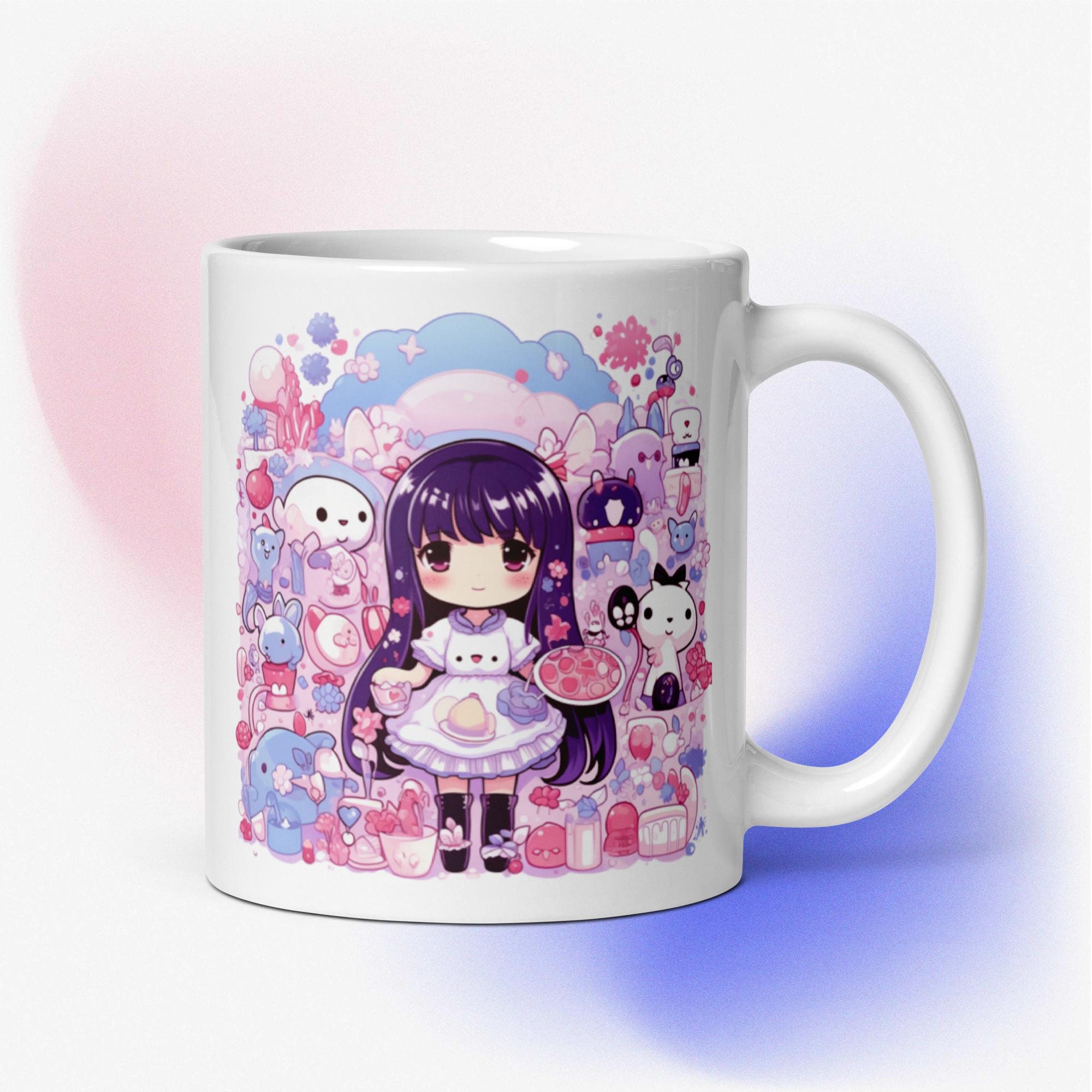 Kawaii Coffee Mug - Cute Anime Cat Design - Ceramic Tea Cup - Unique ...