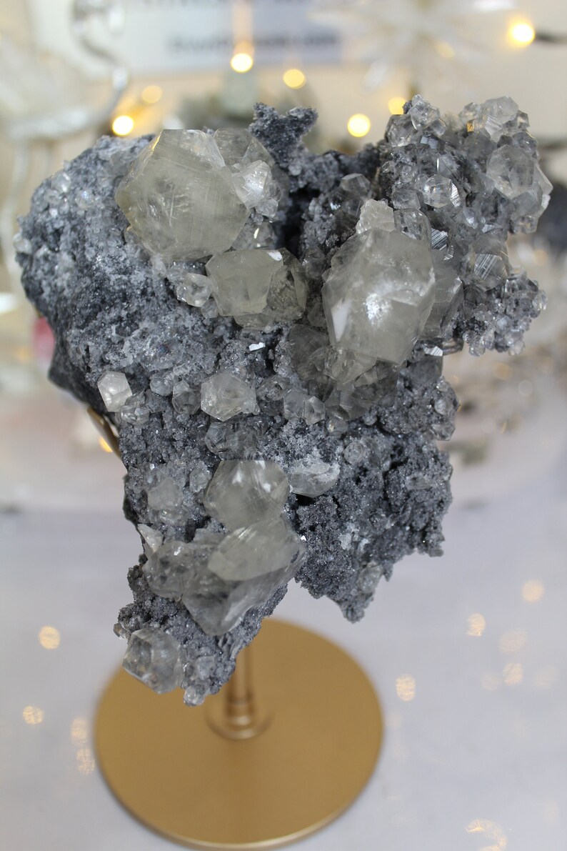 Octahedral Yellow Calcite Specimen on Custom Stand - Etsy