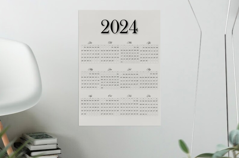 2024 Minimalist Printable Calendar Digital PDF Cute, Stylish, Elegant ...