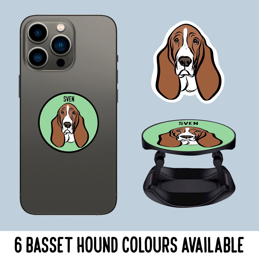 Basset Hound Phone Grip/ Dog Illustration Mobile Phone Ring/ Custom ...