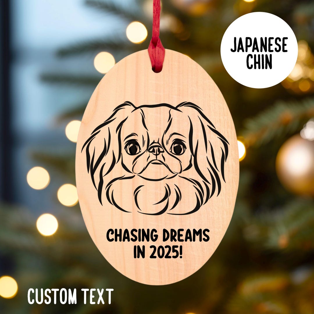 Personalized Japanese Chin Christmas Ornament: UV Printed Hinoki Wood ...
