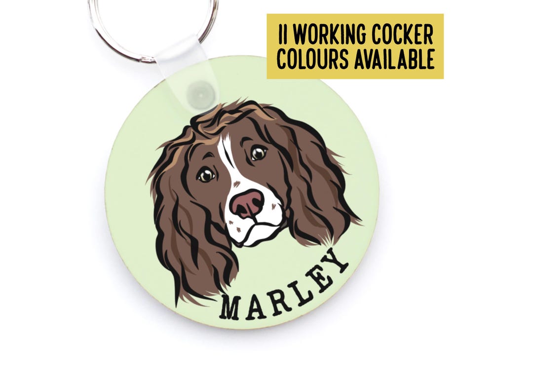 Custom Working Cocker Spaniel Portrait Keychain: Personalized Dog ...