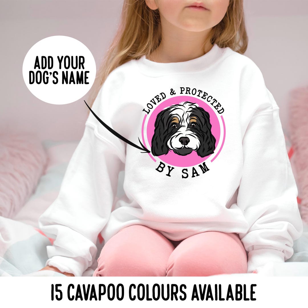 Cavapoo Portrait Kids Sweatshirt/ Cute Cavapoo Dog Children Jumper ...