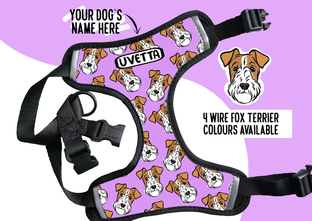 Personalised Wire Fox Terrier Harness: Custom Dog Portrait, Adjustable ...