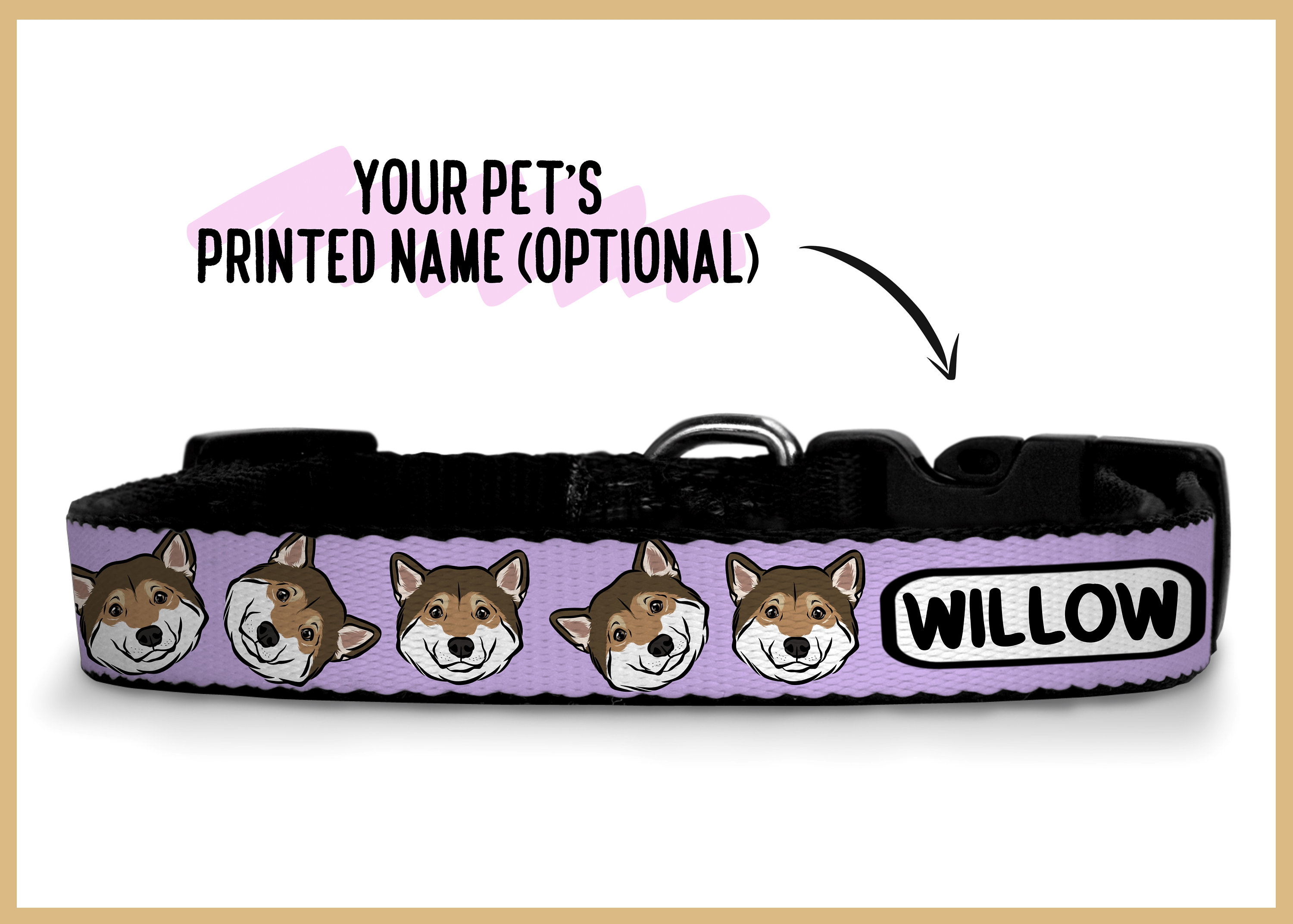 Personalized Shiba Inu Dog Collar: Sublimation Print, Custom Name - Etsy