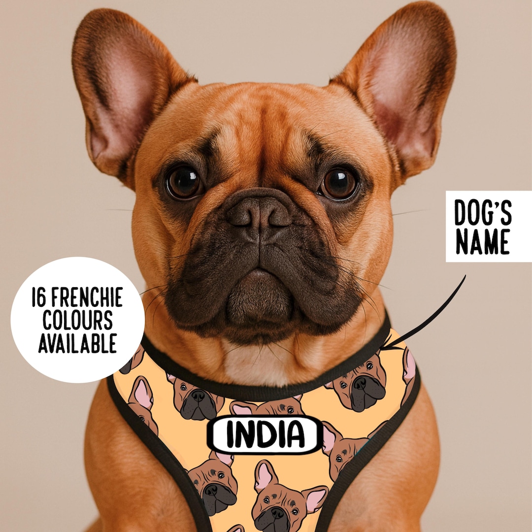 Personalized French Bulldog Harness: Custom Frenchie Face Pattern ...