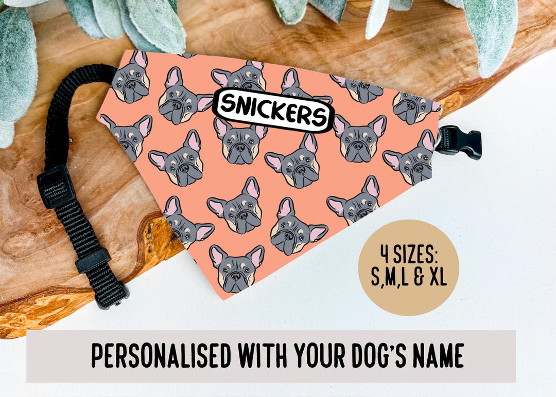 Custom French Bulldog Bandana: Personalised Dog Face Pattern Neckwear ...