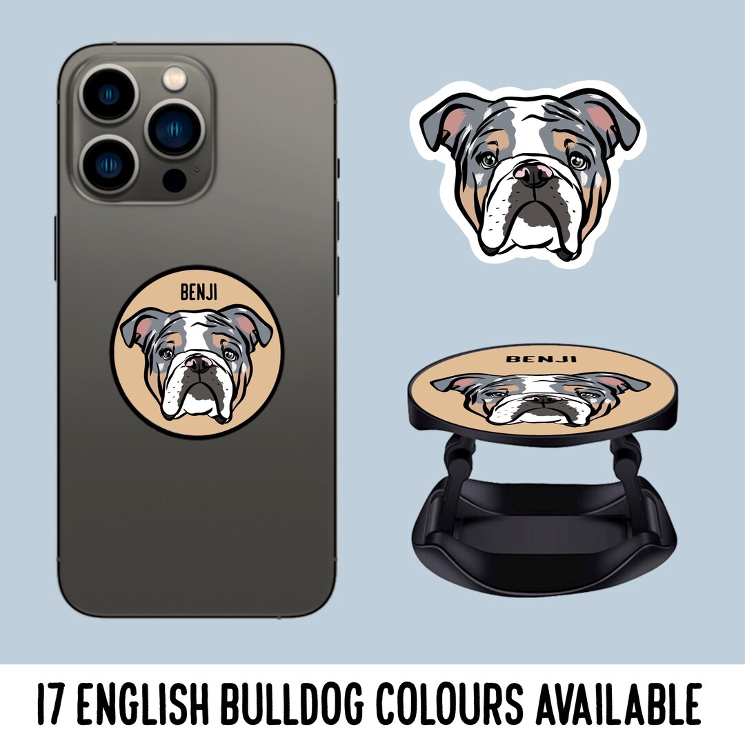 English Bulldog Phone Grip/ Dog Illustration Mobile Phone Holder Stand ...