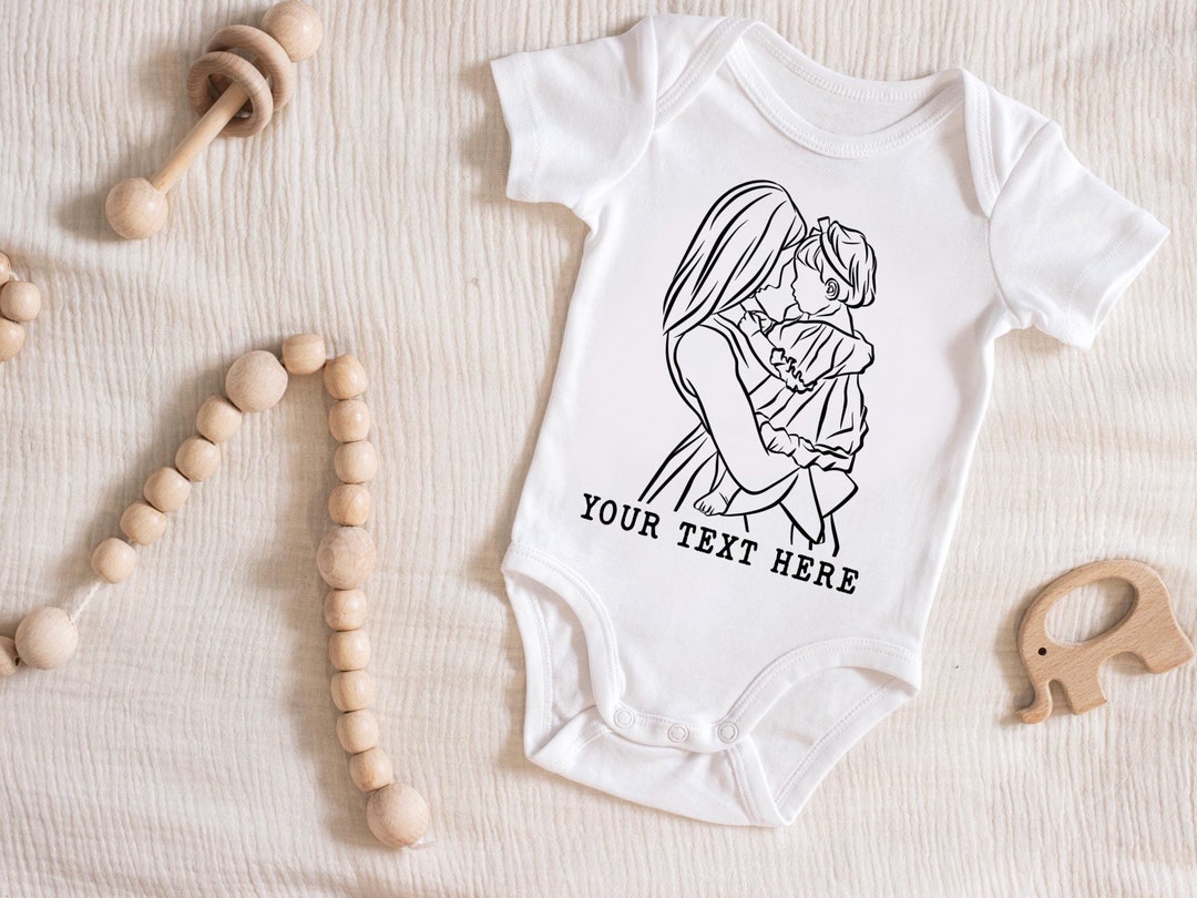 Baby Portrait Sleepsuit/ Custom Family Outline Drawing Baby Bodysuit ...