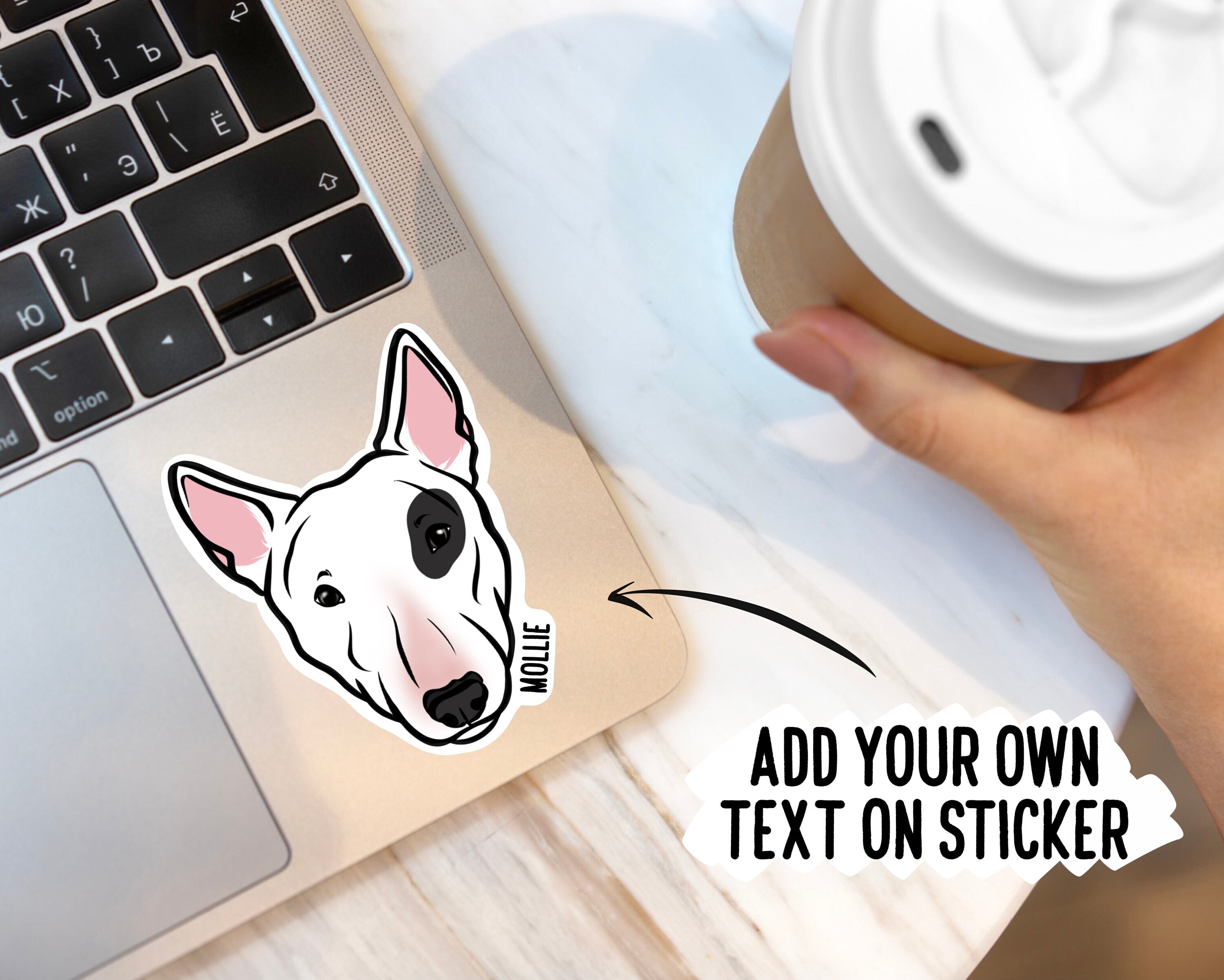 Bull Terrier Face Stickers/ Personalised Bull Terrier Name - Etsy